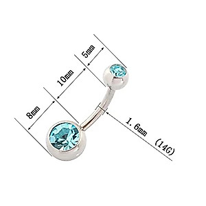 SONHWIL 12pcs 14G Stainless Steel Belly Button Rings Navel Rings CZ Curved Barbell Piercing Belly Rings for Women Body Piercing Jewelry (multiple colors)