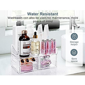 BREIS Makeup Organizer, Clear Acrylic Bathroom Organizers and Storage Box with Drawers for Vanity Skincare Beauty Countertop Desk, Cosmetic Display Case for Perfume Lipstick in Bedroom Dresser Top