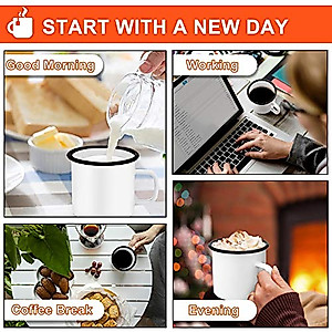 TeamFar Coffee Mug Set of 6, 12 oz Enamel Mug White Tea Camp Drinking Cups Mugs Vintage for Camping Picnic Home Use, Non Toxic & Portable, Classic Design & Easy Clean