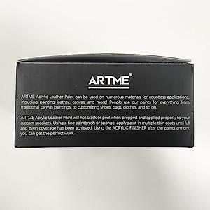 ARTME Acrylic Leather Paint Set, 20 Colors x 30ml Acrylic Leather Dye Kit Perfect for Shoes, Sneakers, Jackets, Leather Sofa, and Car Seat