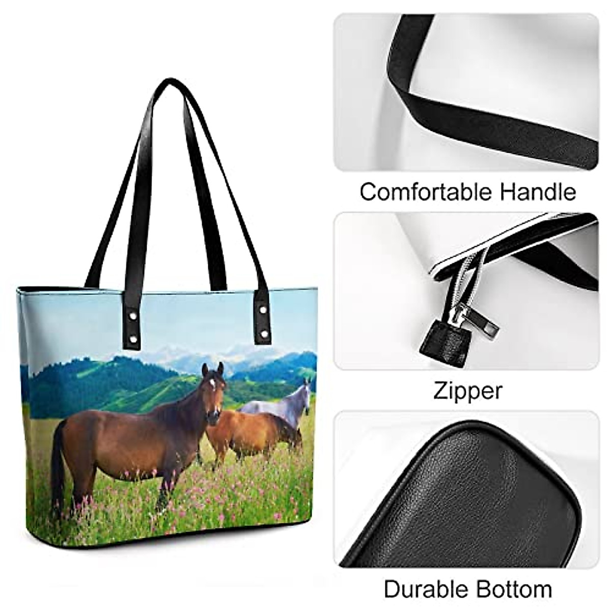 Womens Handbag Meadow Horse Leather Tote Bag Top Handle Satchel Bags For Lady