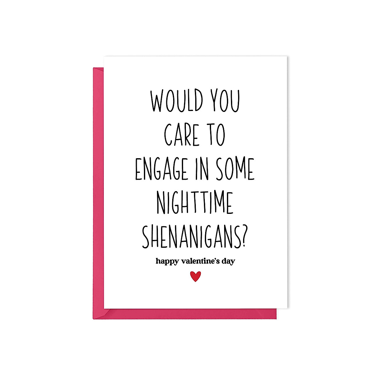 Funny Valentine's Day Card - Would You Care To Engage In Some Nighttime Shenanigans - Card for Husband, Naughty Valentine Card for Her