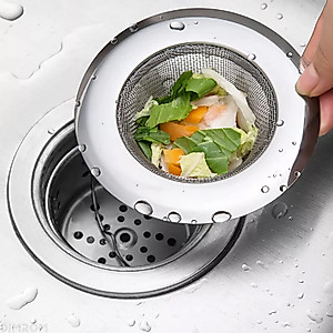 2Pcs Kitchen Sink Strainers with Lids - Stainless Steel Sink Strainer for Kitchen Sink - Hair Catcher Bathroom Sink Strainer - Anti Clogging Drain Strainer Set 4.5'' Kitchen Sink Drain Stopper Wide