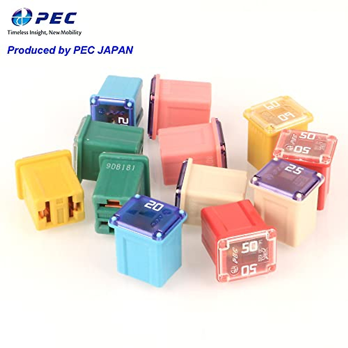 Gebildet 12pcs 12V-24V Automotive Low Profile Jcase Box Shaped Assorted Fuse for Trucks,Cars and SUV,Boat(20A/25A/30A/40A/50A/60A,Each 2pcs)