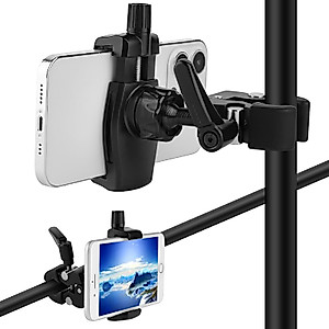 Mippko Phone Holder for Golf Cart/Microphone Stand/Shopping Cart/Railing/Handlebar/Rod,Fit for 3.5~7.5 inch iPhone/Nexus/HTC/LG/Smartphone,360°Adjustable Clip Aluminum Alloy Mount