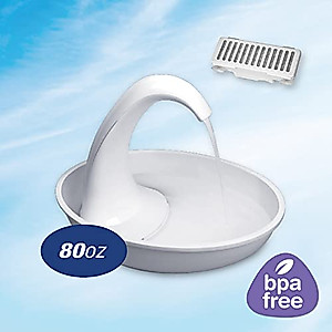 Pioneer Pet Swan Pet Drinking Fountain for Cats and Dogs - 80oz Capacity, Great for Multiple Pets – Great for Pets Who Love the Faucet - Bubbler and Bowl Dispenser Design Keeps Water Moving