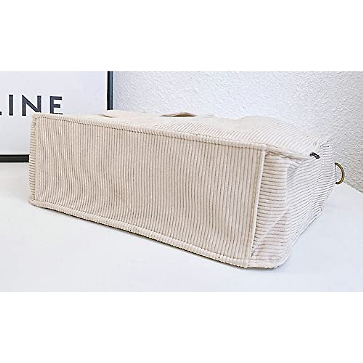 Corduroy Tote Bag for Women Casual Shoulder Handbags Large Hobo Crossbody Bag Large Travel Tote Handbag Purse Satchel Bag