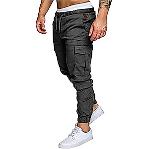 Leward Mens Fashion Joggers Sports Pants Slim Fit Casual Jogger Pant Chino Sweatpants Trousers Mens Long Pants (Dark Grey, M)