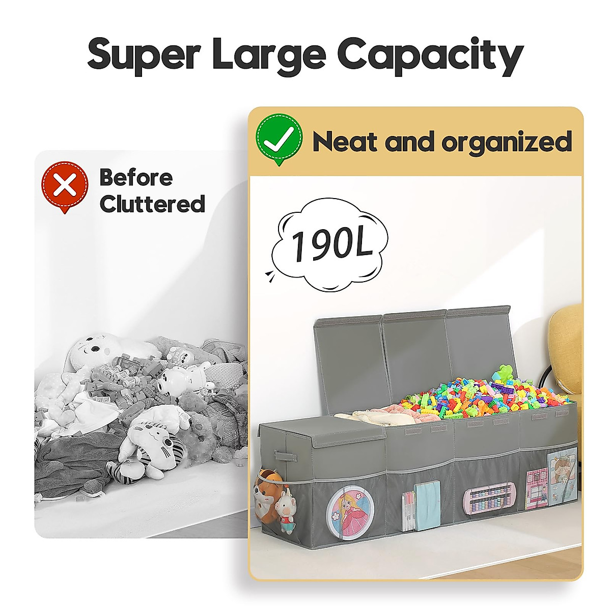 Beveetio Extra Large Toy Chest,Toy Box For Toddlers,Kids Toy Chests Organizers Storage For Blanket,Large Dog Toy Box Chest