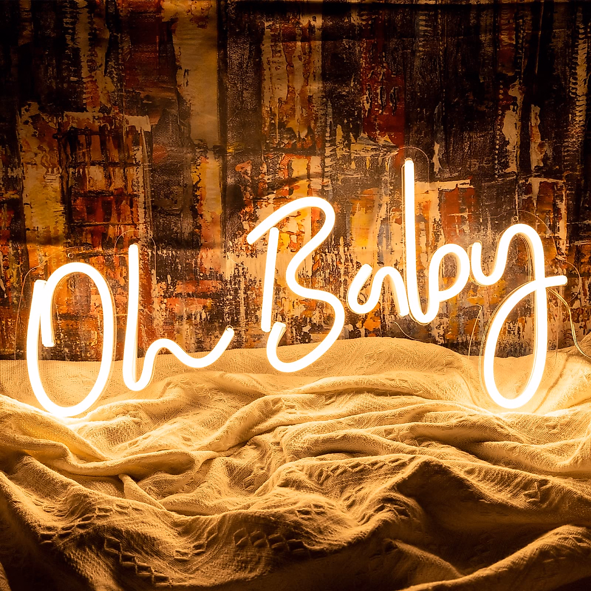 Oh Baby Neon Sign for Wall Decor,23.6x11.8 inch Dimmable Switch Warm White Art Signs Led Neon Light for Baby Shower Decorations, Engagement Party, Birthday Party, Bar, Wedding House, Kid's Room