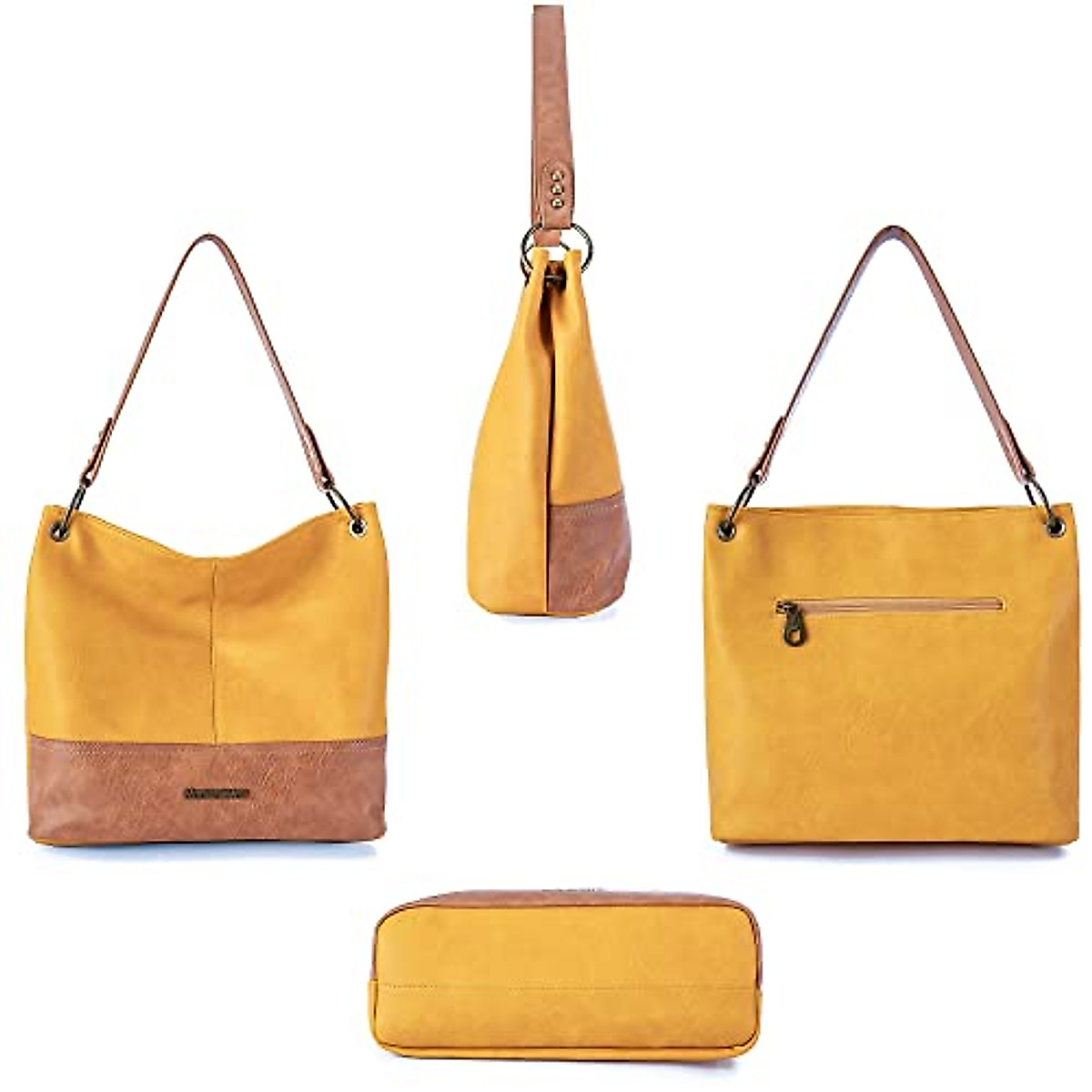 Montana West Large Hobo Bag Leather Purses and Handbags for Women Top Handle Shoulder Satchel Handbags Fashion Ladies Designer Handbags with Pockets Zipper Leather Tote Purse for Women MWC-047YL