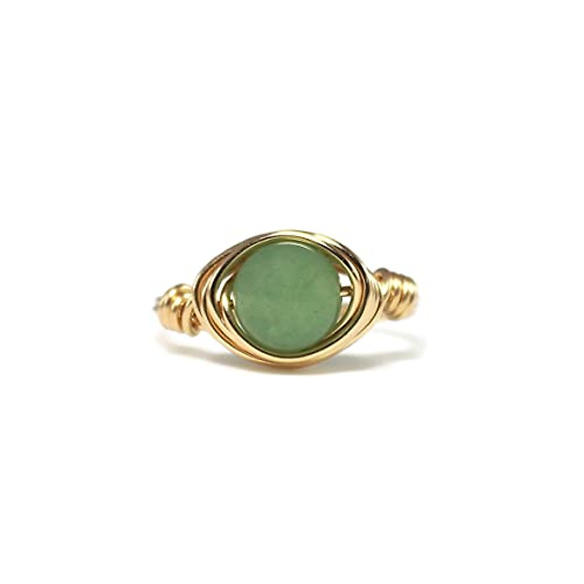 Green Aventurine Gemstone Ring, Natural Solitaire Stone Ring, Sterling Silver Band, 14K Gold-Filled Band, 14K Rose Gold-Filled Band, Custom Size, Jewelry Inspirations