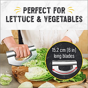 Checkered Chef Stainless Steel Mezzaluna Salad & Vegetable Chopper