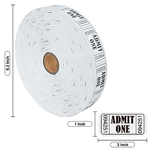 L LIKED Raffle Tickets,Single Raffle Tickets Rolls, 2000 Tickets, White,with Consecutive Numbers Ticket for Events, Carnivals, Door Prizes & Drinks