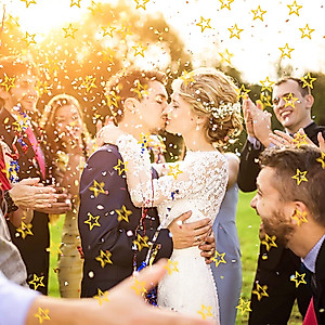 Teaaha Gold Star Confetti - Metallic Foil Star Sequins for Party Decoration - Birthday, Baby Shower, Wedding (45g 1.6oz)