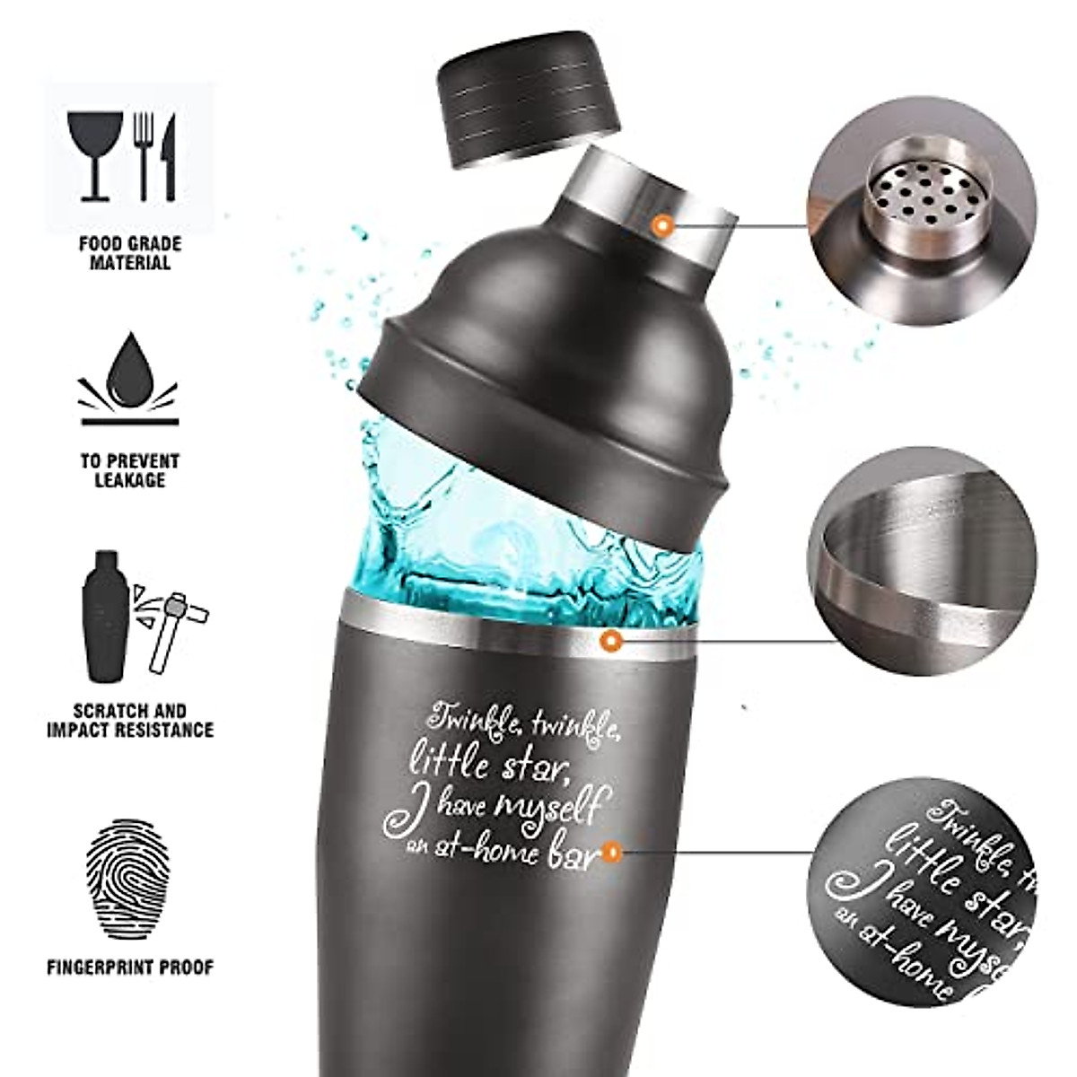 Bar Set Cocktail Shaker Set - Shakers Bartending bar tender's kit -Premium Cocktail Sets Gift with Funny&Cute Saying