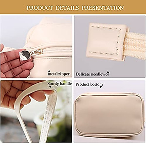 Abiudeng Large Makeup Bag,Double Layer Cosmetic Bag,Travel Makeup Bag,Leather Makeup Bag, Cosmetic Travel Bags,Portable Leather Toiletry Bag,Roomy Cosmetic Bag for Women and Girls.White