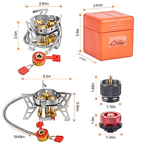 WADEO 6800W Windproof Camping Gas Stove, Small Camping Stove with Piezo Ignition, 1LB Propane Tank Adapter, Butane Adapter for Outdoor Cooking, Picnic, Camping and Hiking