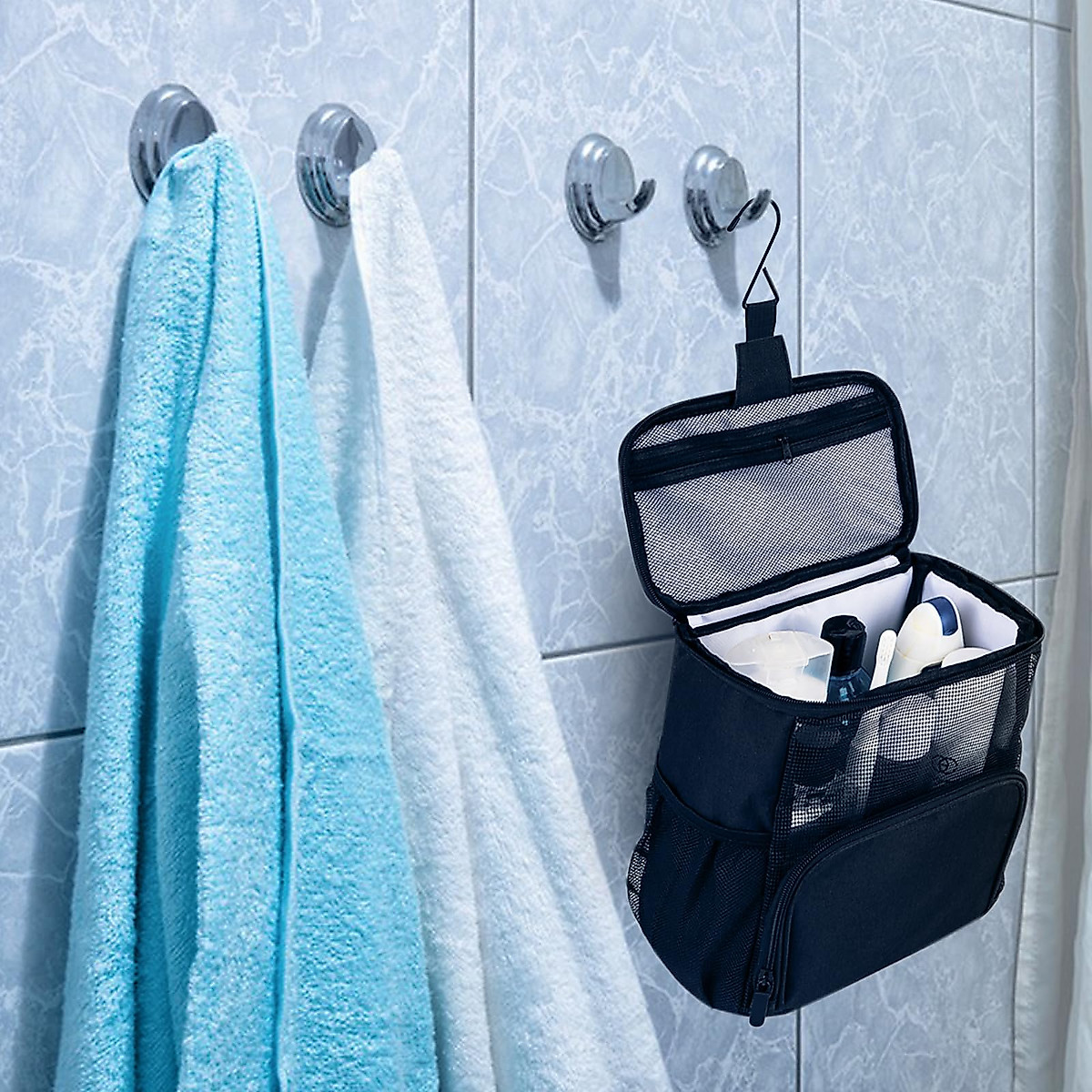 OUTLET Toiletry Bag for Women, Portable Hanging Organizer for Girl Boy, Water-resistant Travel Makeup Bag for Cosmetic, Shampoo, Conditioner, Travel Accessories, Shaving Tools, Toiletries, Gray