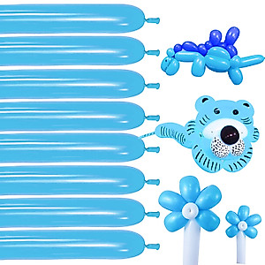 Light Blue Long Balloons for Balloon Animals, Baby Light Blue 260 Balloons Shiny Thick Latex 100 Pack, 260 Balloons Blue for Birthday Boy'S Baby Shower.Blue Magic Modelling Twisting Balloons.