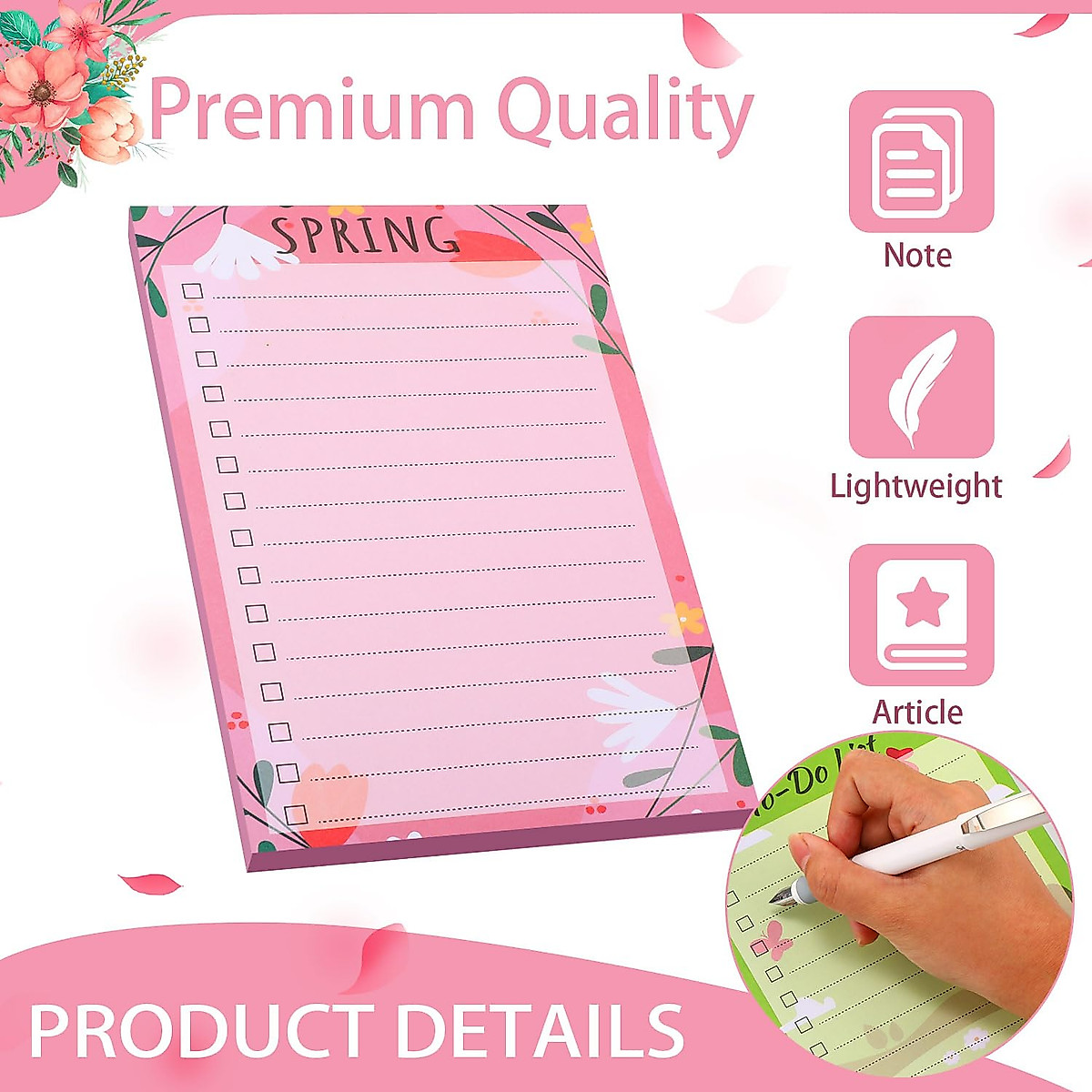 8 Pack 400 Sheets To Do List Notepad Floral Notepad Spring to Do List Planner Summer Daily to Do List Notepads Seasonal Daily Checklist Notepads Memo Pad Grocery List(Spring, Summer, Fall, Winter)