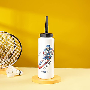 CLA JLT Squeeze Water Bottles 34 oz Hockey Lacrosse Football Boxing W/Sport Helmet w/Long Straw Cycling Gym