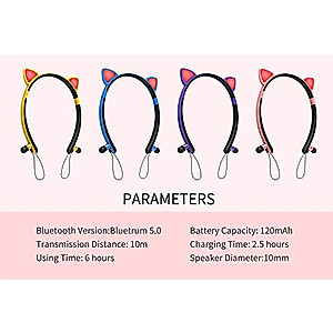 Bluetooth Headphones Neckband Cat-Ear Wireless Sport Earbuds, IPX5 Sweat and Water Resistant HiFi Stereo Ultra Comfort Fit for Gym Running Compatible with iOS Android (Purple)