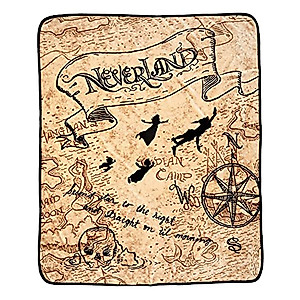 Disney Peter Pan Neverland Map Micro Raschel Throw Blanket 46"x60" (116cm x 152cm)