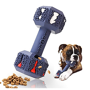 RongHousing Dumbbell Dogs Toys for Aggressive Chewers: Puppy Chew Toys with Bacon Milk Flavored - Interactive Dog Toys for Medium Small Breed.(Large, Blue)