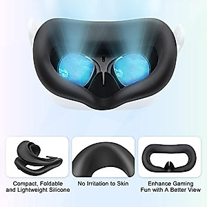 8VR Silicone Face Cover Compatible with Meta/Oculus Quest 2, Sweatproof Washable Face Pad Light Blocking Quest 2 Accessories (Black)