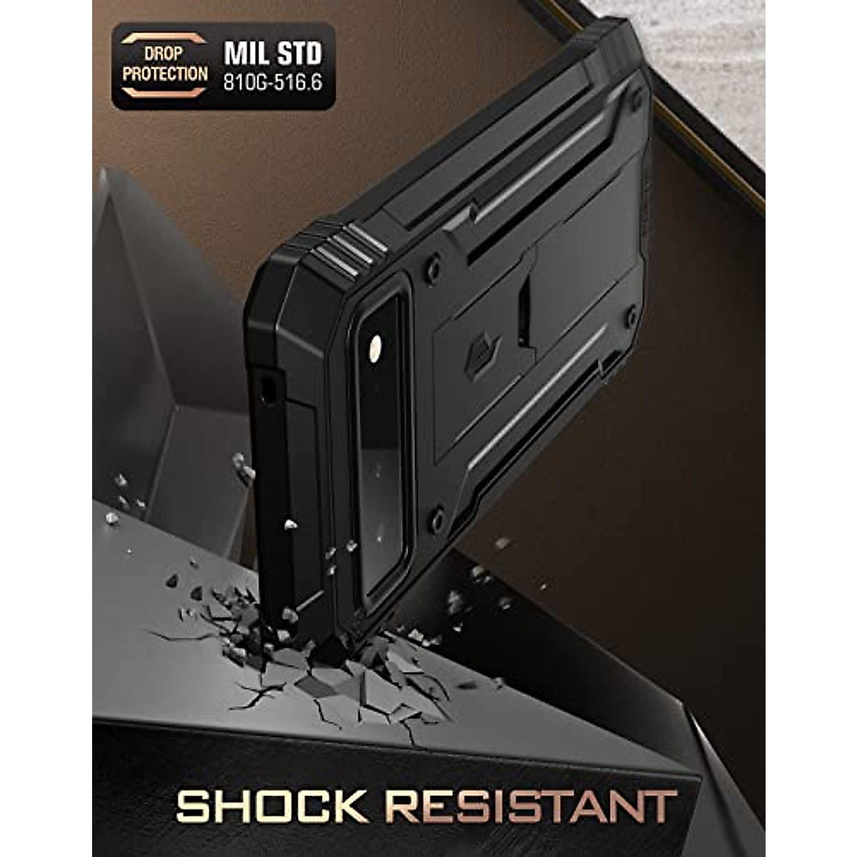 Poetic Revolution Case for Google Pixel 6 5G, Built-in Screen Protector Work with Fingerprint ID, Full Body Rugged Shockproof Protective Cover Case with Kickstand, Black