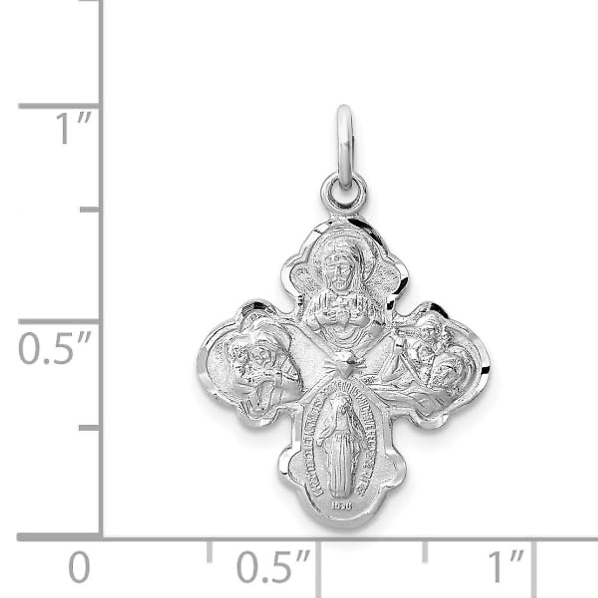 IceCarats 925 Sterling Silver Four Way Holy Cross Religious Medal Necklace Christian Pendant Scapular Charm 25mm x 18mm Only