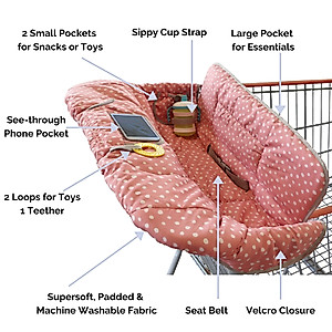 Suessie Shopping Cart Cover and High Chair Cover, Pink Dots