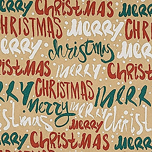 RUSPEPA Christmas Wrapping Paper,Kraft Paper - Marry Christams Design - 24 Inches x 100 Feet - White