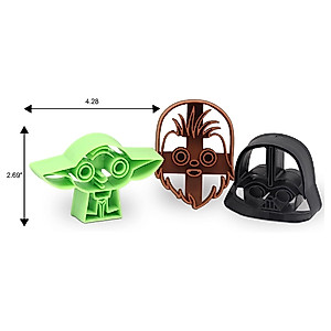 Star Wars Cookie Cutter Set for Kitchen - Featuring Chewbacca, Yoda and Darth Vader Cookie Cutters