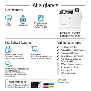 HP Color LaserJet Enterprise M652n Printer (J7Z98A)