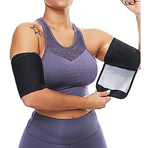 Arm Trimmers for Women Pair Sauna Sweat Arm Shaper Bands Adjustable Compression Sleeves Wraps For Sports Workout (Silver)