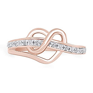 AFFY Sterling Silver Diamond Heart Ring (1/20 cttw, I-J Color, I3 Clarity)