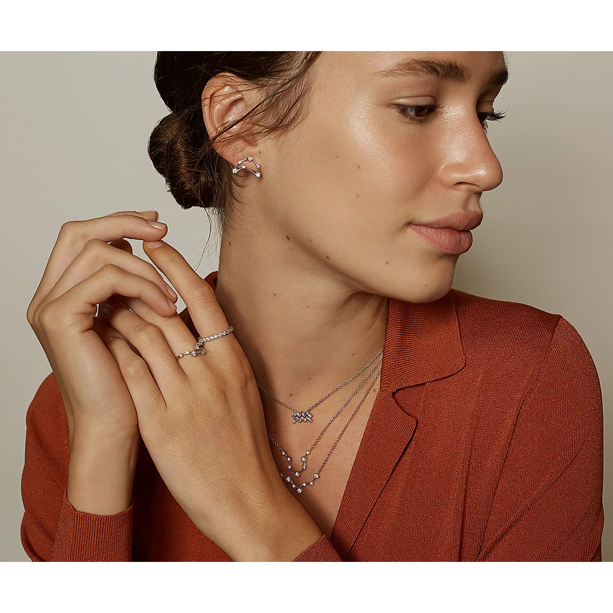 J'ADMIRE Horoscope Collection - Rhodium Clad Sterling Silver Cubic Zirconia Zodiac Constellation Symbol Ring (Taurus), Size 6