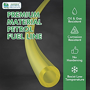 GARDEN SECRETS (4 Sizes) 2-Stroke Garden Power Tools Fuel Line Replacement Kit. Fuel Hose Fuel Tube for String Trimmer Chiansaw Blower Power Tools with Small Engine, Nitro Engine. (Yellow, 4ft each)