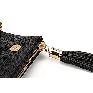 Jiaruo Small Girls Tassel Fold Cover Sling Leather Women Crossbody Bag Handbag Purse (black)