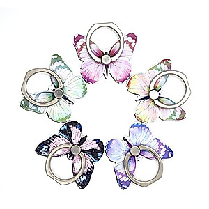 Ralcosuss Cute Butterfly Phone Ring Finger Holders, Cell Phone Ring Stands Mount Smartphone Kickstand for Desk 360 Degree Rotation(5Packs)