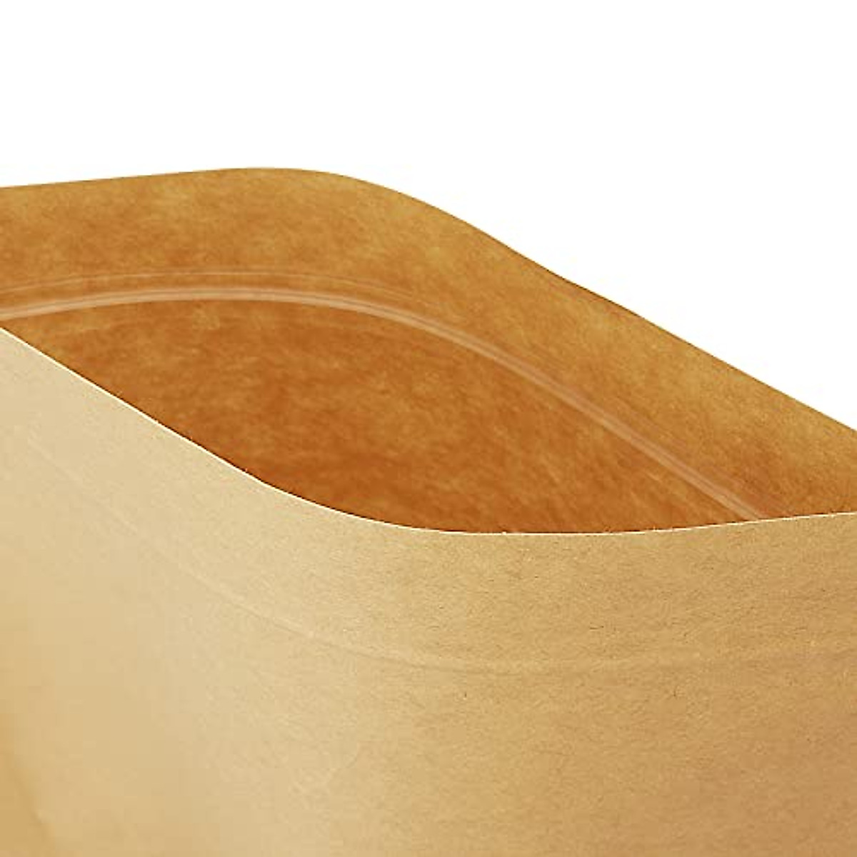 HOZEON 200 Pack 7 x 10 Inch Kraft Stand Up Pouches, Kraft Stand Up Zip Lock Pouch Bags with with Clear Window and Tear Notch, Resealable Kraft Stand Up Bags for Dry Food Nut Candy Snack Grain Storage