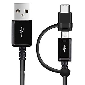 Dual MicroUSB + USB-C Switch Cable Compatible with Samsung Godiva Provides All Around True USB Fast Quick Charging Speeds! (Black)