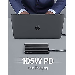 Zendure Portable Laptop Charger, Power Bank 100W PD 24000 mAh Fast Charger 2USB-C & 1 USB-A Total 205W External Battery Pack for MacBook iPad iPhone AirPods Pro SuperTank S5