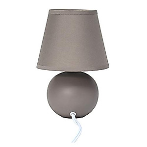 Simple Designs LT2008-GRY Mini Ceramic Globe Table Lamp with Matching Fabric Shade, Gray 5.51 x 5.51 x 8.66