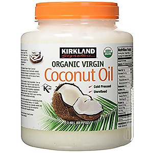 Kirkland Signature Cold Pressed Unrefined Organic Virgin Coconut Oil, 84 Ounce (Pack of 2)