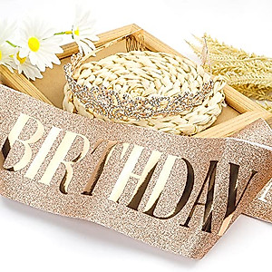 Birthday Sash for Women, Birthday Crown, Birthday Tiara, Birthday Queen Sash and Tiara for Women, Birthday Headband for Girls, Princess Crown, Happy Birthday Crown and Sash, Birthday Decorations
