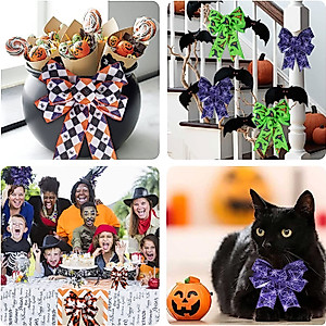 wency Ribbon Wired 2.5 Inch, 6 Rolls 30 Yards wency Ribbon,Pumpkin/Ghost/Spider Web/Stripe/Hat/Plaid wency Ribbon for Wreaths Bows Gift Wrapping Party Decor DIY Fall Rustic Crafts