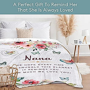YRAQLVU Nana Gifts Throw Blanket from Granddaughter to My Grandma Happy Birthday Gifts Ultra-Soft Flannel Blankets for Couch Lightweight Travel Blanket for Women 50"x60"